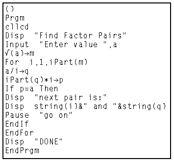 Program to find factor pairs of a number